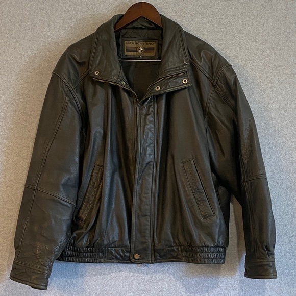 Members Only | Jackets & Coats | Members Only Dark Leather Bomber ...